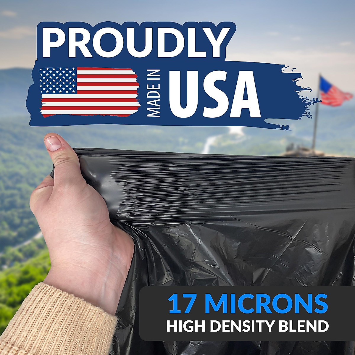 Reli. Easy Grab Trash Bags, 55-60 Gallon (150 Count), Made in USA | Star Seal Super High Density Rolls (Heavy Duty Can Liners, Garbage Bags, Bulk Contractor Bags 50, 55, 60 Gallon Capacity) - Black