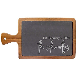 Personalized Acacia and Slate Cutting Board. 9 Engraving Options. 2 Sizes. Custom Wedding Gift For Couple, Newlyweds, Anniversary. Closing Gift. Realtor Gift. Engraved Slate/Acacia Cutting Board