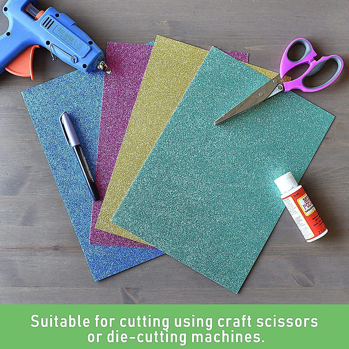 45 Sheets, 20 Colors (300 GSM) Glitter Cardstock comes with EXTRA SHINE! 8.27x11.7 Inches, 110 lb - Non-shedding Glitter Cardstock for Cricut, Crafts and DIY Projects