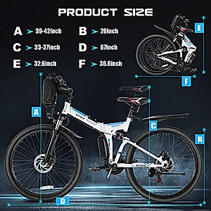 Vivi Electric Bike for Adults Foldable 500W Electric Mountain Bike 26'' Ebike 20MPH Adult Electric Bicycles with 48V Removable Battery, Up to 50 Miles, Shimano 21 Speed, Dual Shock Absorber
