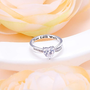 DAOCHONG S925 Sterling Silver True Love Waits Infinity Criss Cross Heart Engagement Wedding Ring for Women Girlfriend Wife (7)