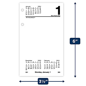 AT-A-GLANCE 2024 Daily Desk Calendar Refill, 3-1/2" x 6", Standard, Financial (S1705024)