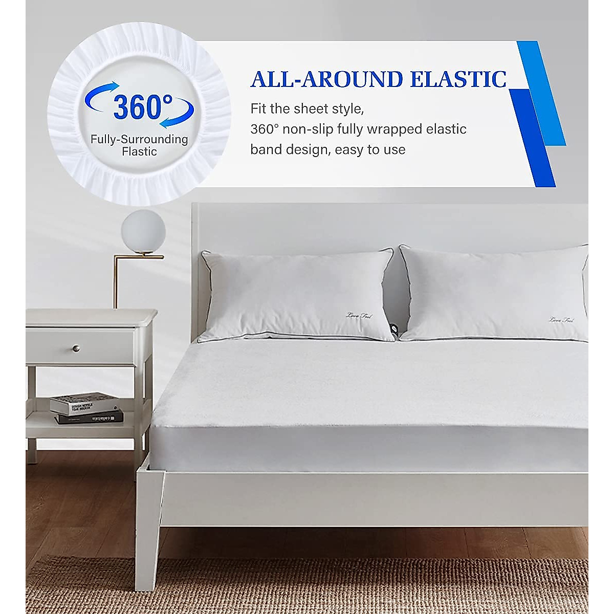 Full Size Mattress Protector Waterproof Mattress Protector Full Mattress Pad Cover Noiseless, Soft Breathable Cotton Terry for Pets Kids Adults 54" x 75"