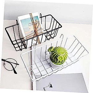 Unomor 2 Sets Shelf Black Storage Baskets Garage Storage Organizer Pegboard Shelves Hanging Wall Basket Wire Wall Shelves Desk Pegboard Storage Baskets for Shelves Wire Tray Wrought Iron