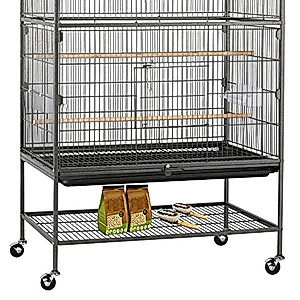 Yaheetech 52-inch Wrought Steel Standing Large Flight King Bird Cage for Cockatiels African Grey Quaker Amazon Sun Parakeets Green Cheek Conures Pigeons Parrot Bird Cage Birdcage with Stand