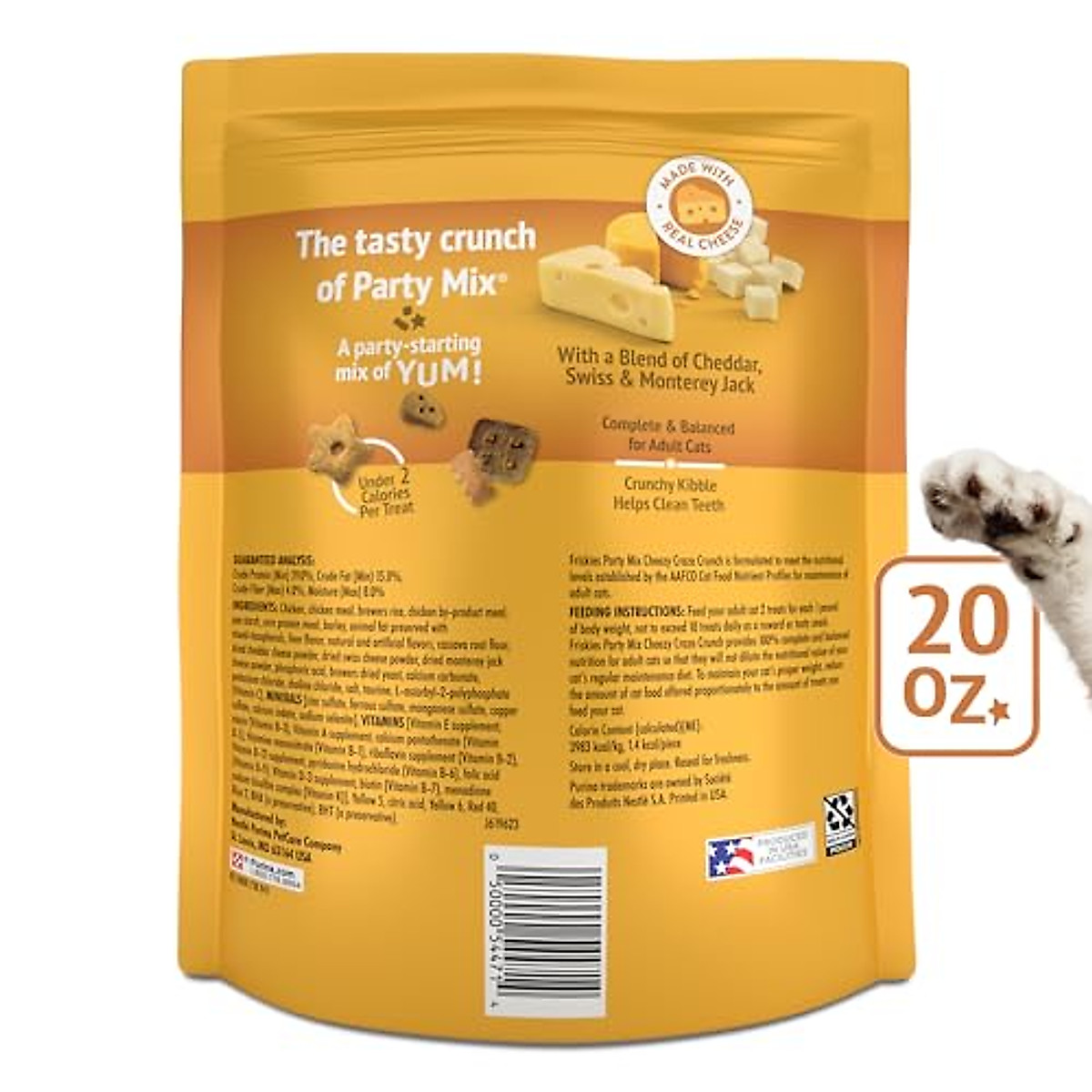 Purina Friskies Cat Treats, Party Mix Cheezy Craze Crunch - 20 oz. Pouch