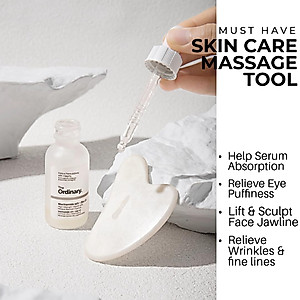 Gua Sha Facial Tools & Jade Roller for Face, Eye & Neck Skin Care, 100% Natural Jade Stone Face Roller Gua Sha Massage Tool, Eye Roller for Puffy Eyes, Facial Self Care Kit for Women (White)