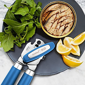 SPIDER GRIP Can Opener, No-Trouble-Lid-Lift Manual Handheld Can Opener with Magnet, Blue & Grey