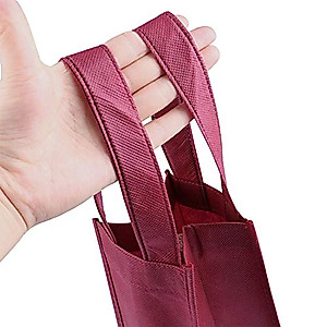 Sdootjewelry Wine Gift Bag, Single Wine Bags 24 Packs, Wine Bags for Wine Bottles Gifts, Non-woven Wine Gift Bags with Handles, Dark Red