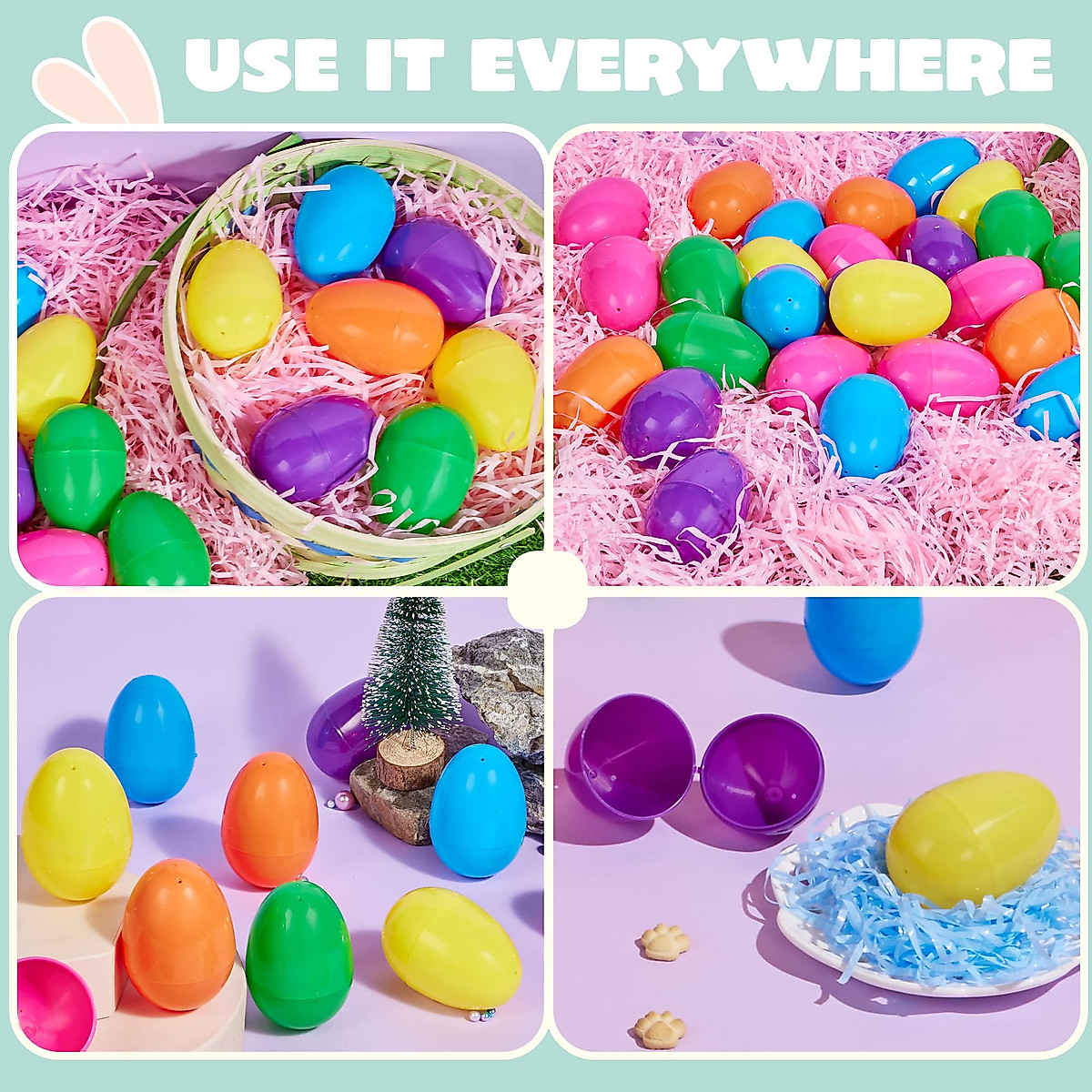 JOYIN 3.15" Easter Eggs, Fillable Plastic Eggs Empty Colorful Bright Eggshells with Hinge for Easter Hunt, Filling Treats, Party Favor, Basket Stuffers, Classroom Prize Supplies, 36PCS