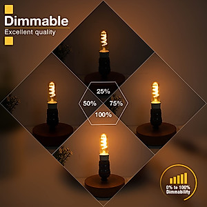 Genixgreen Dimmable T6 Led Bulb Candelabra Led Light Bulb, 2200K Amber Glass 3W E12 T25 Filament Chandelier Light Bulb, CRI 90+ Edison Bulb Equivalent 25W Decorative Lights Bulb, Pack of 6