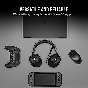 Corsair HS55 Wireless CORE Gaming Headset - Low-Latency 2.4Ghz, Up to 50ft Bluetooth Range, Lightweight Construction, Tempest 3D AudioTech Support on PS5, Omni-Directional Microphone - Black