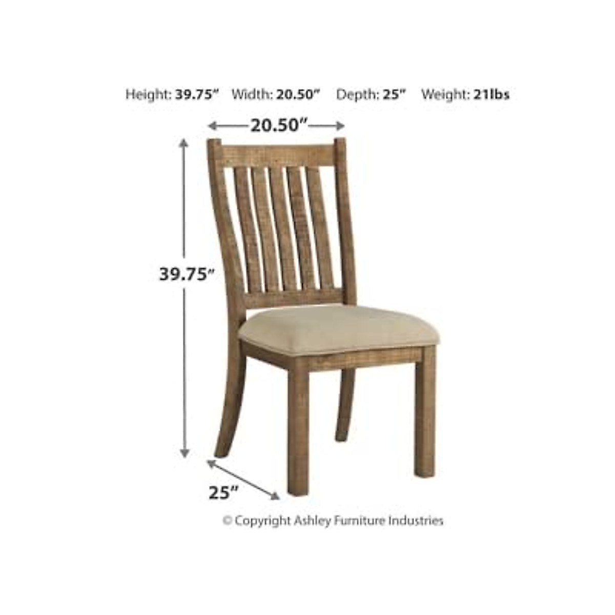 Signature Design by Ashley Grindleburg Farmhouse Upholstered Dining Room Chair, Light Brown