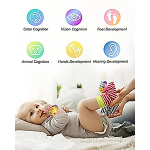 Newborn Baby Soft Rattle, Hand Bracelet Wrist Rattle Toy Foot Finder Sock, Arm Leg Babies Development Toys for Infant Bebe Boy & Girl (MG-8 PCS)