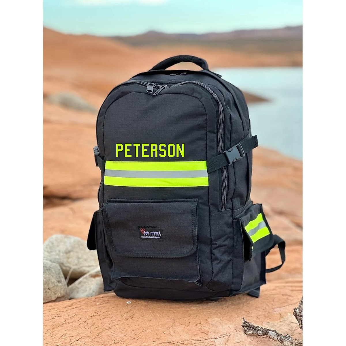 Fully Involved Stitching Firefighter Personalized Backpack