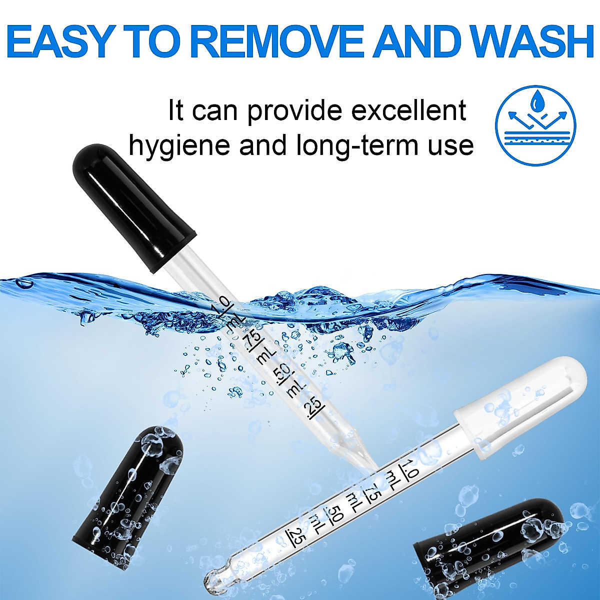 Paoeyrb 10Pcs Eye Dropper with Durable Rubber Head, 1ml Glass Dropper, Liquid Droppers for Oils, Eye Droppers for Medicine, Precise Pipette Droppers for Crafts, Essential Oil, Food