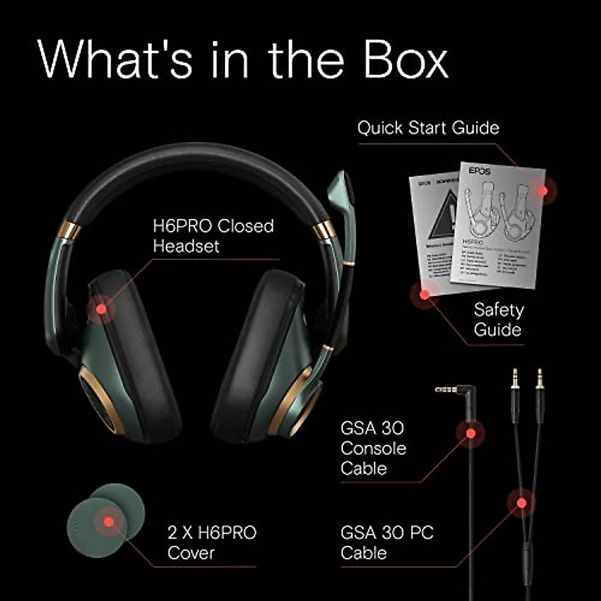 EPOS H6Pro - Closed Acoustic Gaming Headset with Mic - Over-Ear Headset – Lightweight - Lift-to-Mute - Xbox Headset - PS4 Headset - PS5 Headset - PC/Windows Headset - Gaming Accessories (Green)