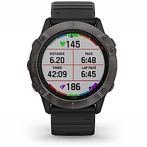Garmin 010-02157-10 Fenix 6X Sapphire Multisport GPS Smartwatch Carbon Gray DLC Bundle with Premium 2 YR CPS Enhanced Protection Pack