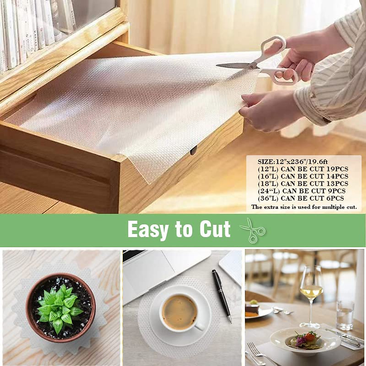 Oyiqar Shelf Liner, Non-Slip Cabinet Liner, 12 Inches x 20 FT Washable Oil-Proof for Kitchen Cupboard, Shelves, Refrigerator, Storage, Desks, Non Adhesive Drawers Kitchen Liner