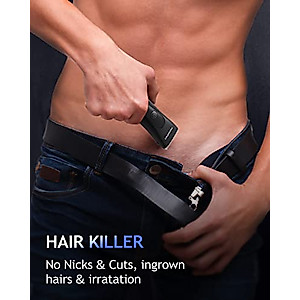 MANSPOT Groin Hair Trimmer for Men and Women, Electric Ball Trimmer/Shaver, Hypoallergenic Ceramic Blade Heads, Waterproof Wet/Dry Groin & Body Shaver Groomer, 20 Times Usage After Fully Charged