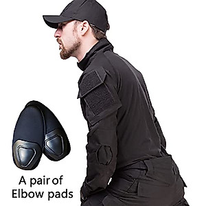 HAN·WILD Men's Tactical Shirt Military Combat Camouflage Long Sleeve Shirts with Elbow Pads Outdoor 1/4 Zip