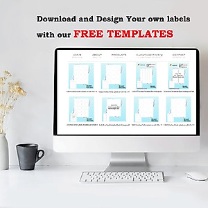 100 Pcs Water Bottle Labels Glossy White Waterproof Stickers ,2"×8" Printable Blank Wraparound Rectangle Labels for Inkjet/Laser Printer