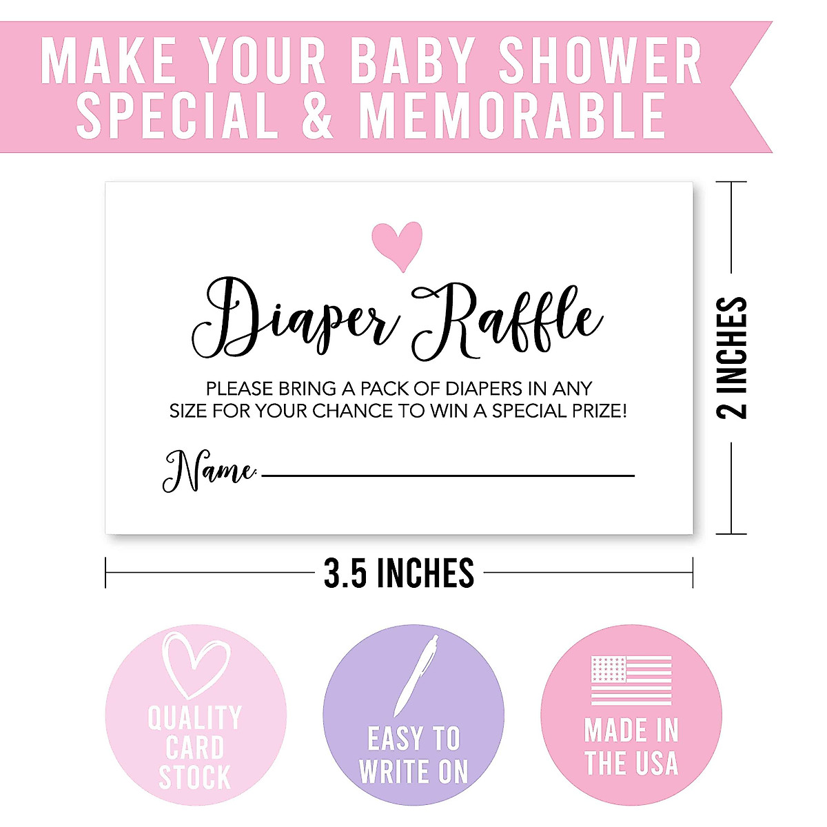25 Baby Shower Diaper Raffle Tickets For Baby Shower Girl - Pink Baby Shower Games For Girls, Diaper Raffle Cards, Baby Raffle Tickets, Baby Shower Invitation Inserts, Baby Shower Ideas