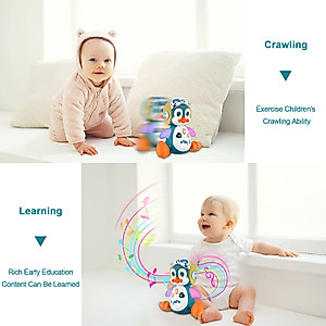 US-VIVIV Baby Musical Toys Penguin 6-18 Months 2 Year Old and up Boys Girls Crawling Toys Early Learning Interactive Educational Preschool Development Kid Birthday Gifts Toy Christmas Brown