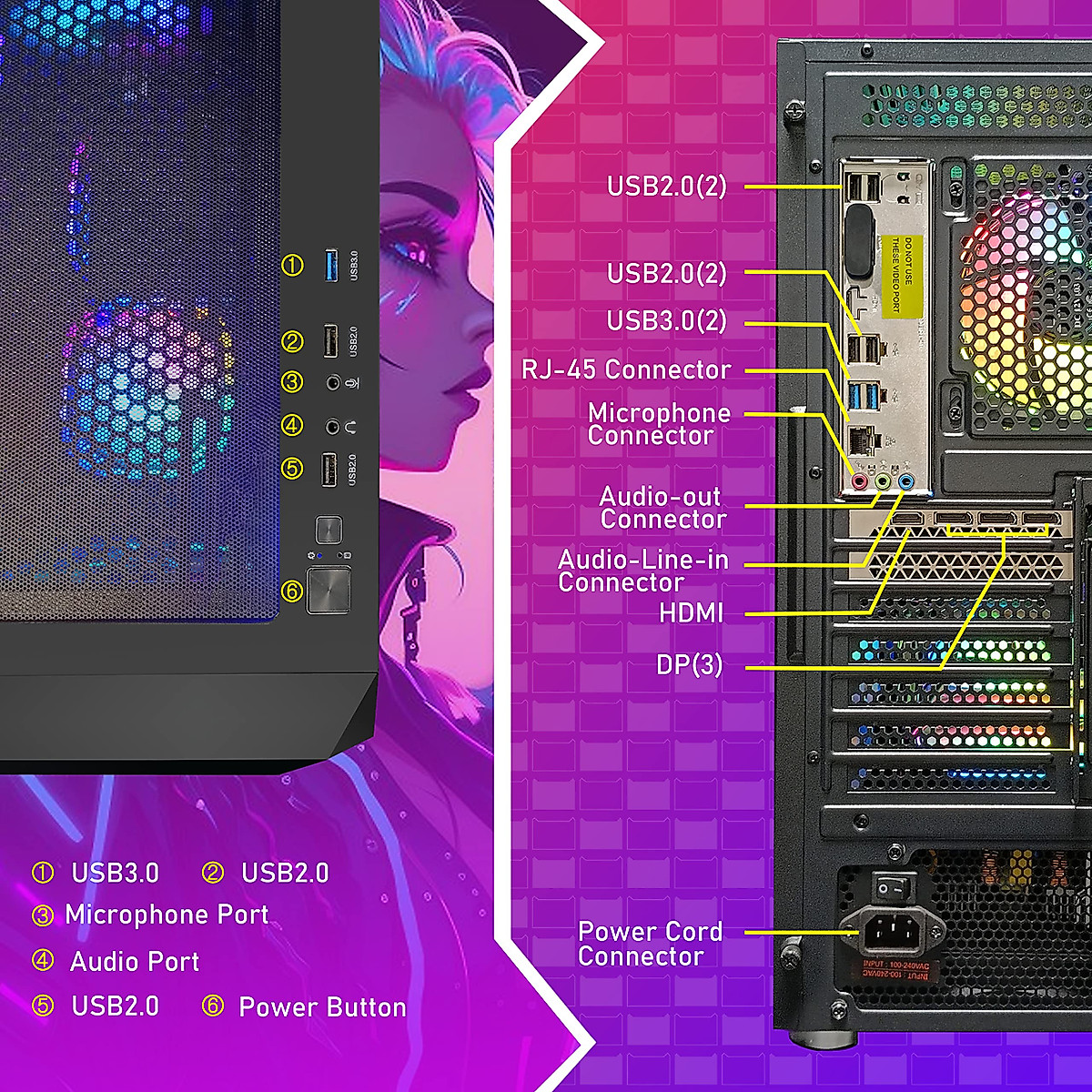 STGAubron Gaming PC Computer Desktop, GeForce RTX 3070 8G, Intel Core i9-11900KF up to 5.3G, 32G DDR4, 2T SSD, WiFi, BT 5.0, RGB Fan x7, RGB BT Sound Bar & Gaming Mic, Windows 11 Home
