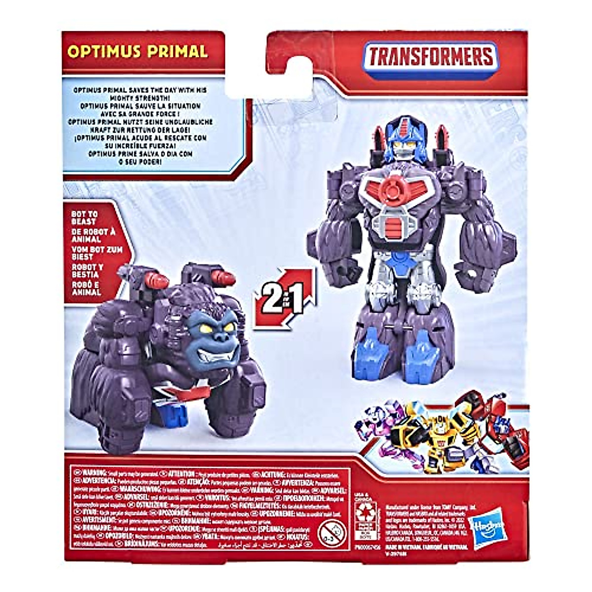 Transformers Classic Heroes Team Optimus Primal Converting Toy, 4.5-Inch Action Figure, for Kids Ages 3 and Up