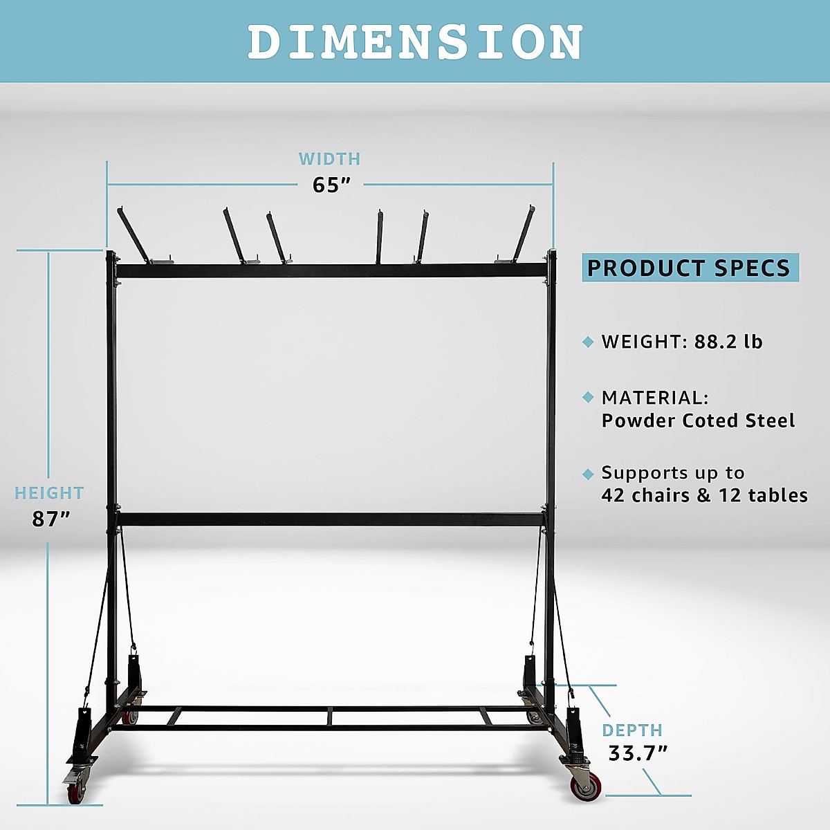 AdirOffice Combo Cart for Chairs & Tables - Foldable Seat & Table Wheeled Caddy - Steel Body Truck with Locking Swivel Caster Wheels - 600 Lbs Weight Capacity - Quick & Easy Assembly