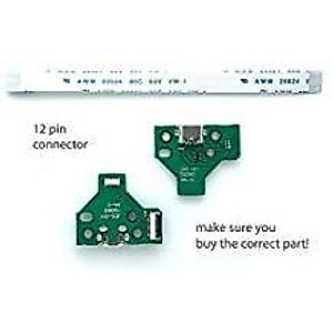 Ambertown 12 Pin USB Charging Port Socket Board with Flex Ribbon Cable for Sony PS4 Controller