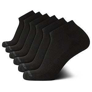 New Balance Men's Athletic Arch Compression Cushion Comfort Quarter Socks (6 Pack), Size 6-12.5, Black
