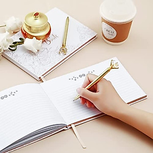 Wedding Guest Book & Pen, White Elegant Hardcover Guest Sign in Book, Luxury Memory Book Sturdy Photo Scrapbook Guest Book, Rose Gold Gilded Edge Hardbound Wedding Guest Book, 100 Pages