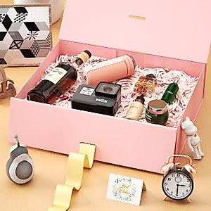 RYDDOY Black Gift Box with Ribbon,13x9x4'' Large Gift Boxes for Presents with Lids and Bow Magnetic Closure Collapsible for Groomsman Proposal Box, Wedding, Christmas, Anniversary, Birthday Gift Packging