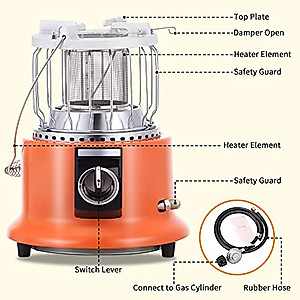 Mountman Propane Heater, 2-in-1 Camping Portable LP Gas Stove with 5FT Propane Hose, Pressure Reducing Valve, Outdoor Patio Heaters for Camping, Black