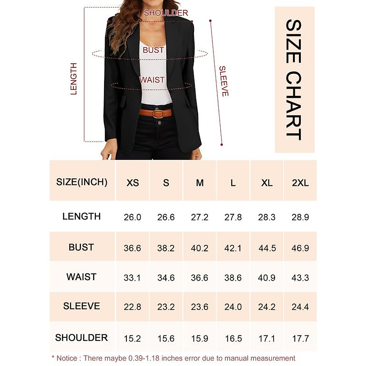 SIOKUY Women's Blazer, Stylish Blazer Jackets for Women, Perfect for Casual & Business Wear, Long Sleeve Blazers for Women (Black, M)