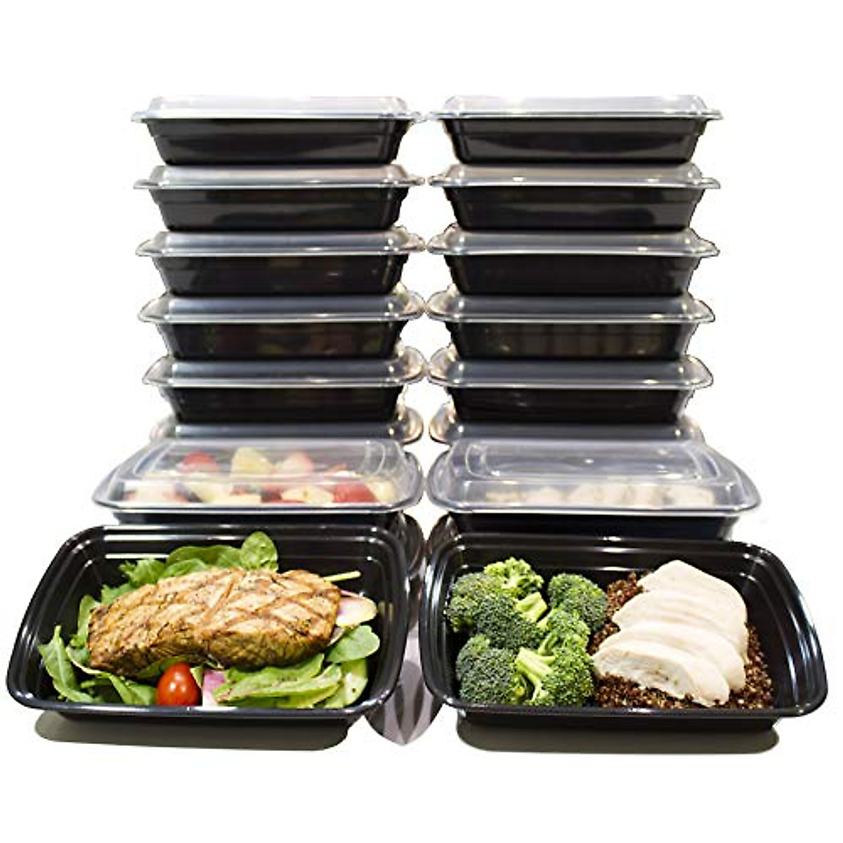 [20 Pack] 24 Oz. Meal Prep Containers BPA Free Plastic Reusable Food Storage Container Microwave & Dishwasher Safe w/Airtight Lid For Portion Control & Bento Box Lunch Box