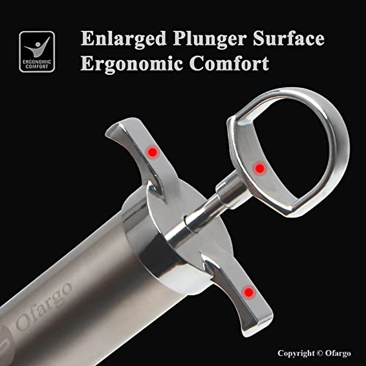 Ofargo 304-Stainless Steel Meat Injector Syringe with 4 Marinade Needles and Travel Case for BBQ Grill Smoker, 2-oz Large Capacity, Both Paper User Manual and E-Book Recipe