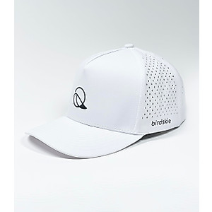 birdskie Golf Hat Snapback, Breathable, Quick Drying, High Performance, The Swagger Golf Cap White