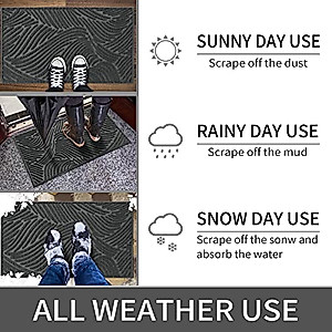 Yimobra Front Door Mat Outdoor Entrance, Heavy Duty 29.5 x 17 Inch Waterproof Patio Guard Doormat, Non-Slip Stain and Fade Resistant Shoe Scraper for Indoor, Entryway, Dark Grey