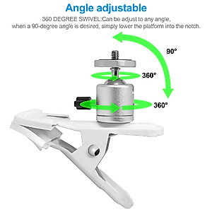 Metal Mount-Desk Rotating Clip Clamp Holder Stand with 1/4" Screw Ball Head for Wyze Cam V3/Pro,for Wyze Cam Pan/V3,for Oculus Sensor,for HTC Vive Base Station,for Arlo and Other Home Security Camera