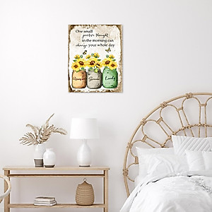 MEUNEAR Farmhouse Sunflower Wall Art Yellow Flower and Butterfly Inspirational Quotes Canvas Wall Art Modern Abstract Geometric Framed Wall Art for Living Room Bedroom Bathroom Decor,24L X 16W inches