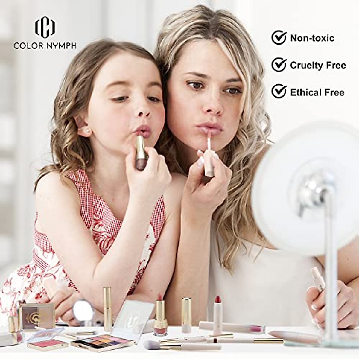 Makeup Kit for Teen Girls,Color Nymph Girls Makeup Kits For Teens With The Retro Style Train Case Included Eyeshadow Palette Blushes Bronzer Highlighter Lipstick Brushes Mirror