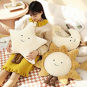 Sun Plush Pillow |Home Decor Soft Cushion |15inch Creative Sun and Star Moon Shape Plush Toys|for Children's Room Decoration or Birthday Gifts for Children and Girls (Sun)