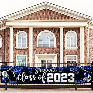 Class of 2023 Banner Decoration-Graduation Party Supplies,Large Congrats Grade Yard Sign Banner for 2023 Graduation Party Decoration (Blue 2023)