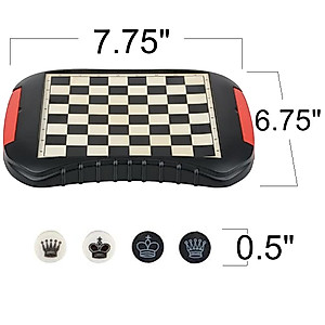 Gamie Mini Chess Game, Magnetic Chess Board with Side Storage Drawers, Mini Chess Board Set for Kids and Adults, Entertaining Road Trip Toys, Travel Games, and Desktop Toys for Adults