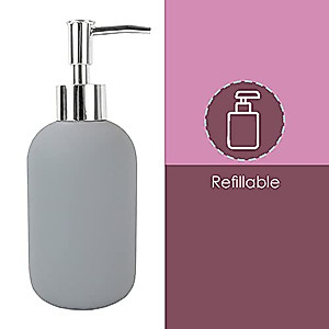 4-Piece Ceramic Bathroom Set (Grey) Contemporary Design Bathroom Accessory Sets with Rubberized Coating Bath Accessories for Bathroom