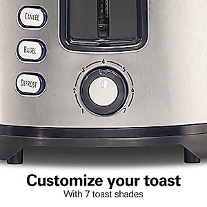 Hamilton Beach 2 Slice Extra Wide Slot Toaster with Bagel & Defrost Settings, Shade Selector, Toast Boost, Auto Shutoff, Black & Stainless Steel (22633)
