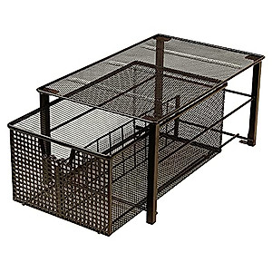 DecoBros Sliding Cabinet Basket Organizer Drawer, Bronze